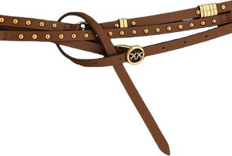 Pinko Studded Leather Shoulder Bag - Brown