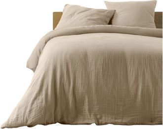 Eden Paris Housse de couette + 2 taies en gaze de coton 240 x 260 cm Tendance sable