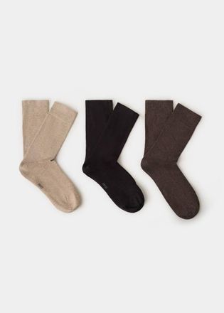 Mango Lot 3 paires de chaussettes coton marron - Homme - 40-42 - MANGO MAN