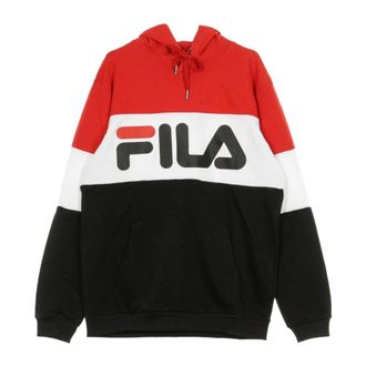 Fila Homme, Sweatshirts et sweats à capuche, Multicolore, Taille: S Sweat à capuche léger Nuit Bloqué Rouge/Noir/Blanc