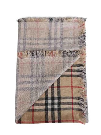 Burberry Womens Archive Beige Check Silk And Wool Scarf Scarfs