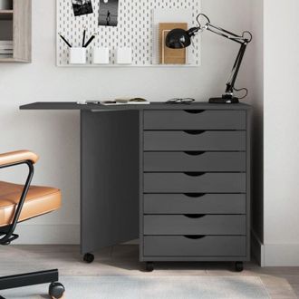 vidaXL Vidaxl - Armoire roulante avec bureau moss gris bois de pin solide