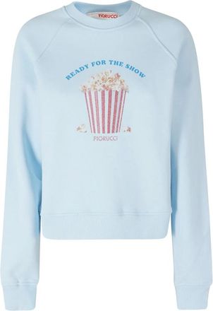 Fiorucci Femme, Sweatshirts et sweats &agrave; capuche, Bleu, Taille: 40 FR SweaT-shirt ras du cou slim avec imprim&eacute; Popcorn