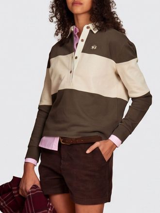 La Martina Gestreiftes Langarm-Poloshirt aus Baumwolljersey