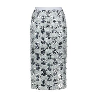 Gaud&igrave; Femme, Jupes, Gris, Taille: 36 FR Fringed Sequin Longuette Skirt