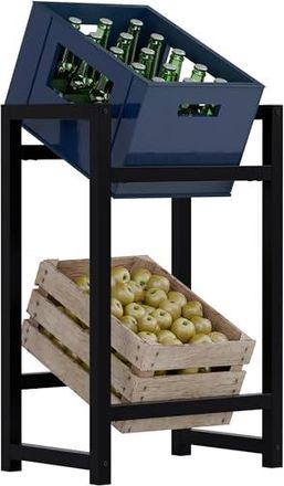 Clp Pr&eacute;sentoir pour caisses de Boissons en m&eacute;tal Stack, Robuste et Peu encombrant pour caisses de Boissons, Couleur:Noir, Taille:75x47x31 cm