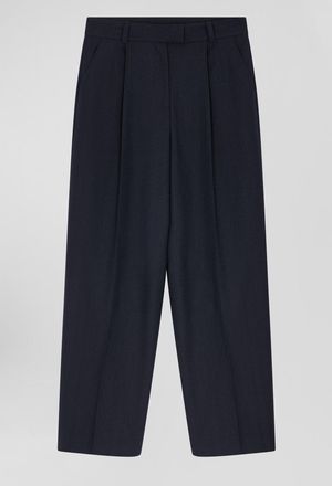 Eden Park Pantalon &Agrave; Carreaux Bleu Marine Coupe Relaxed