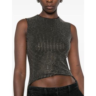Alexander Wang Crystal-Embellished Viscose Tank Top - Black
