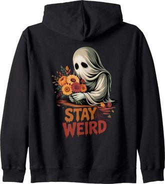 Shinkai Halloween-Geist im Vintage-Stil mit Blumen, bleib seltsam Kapuzenjacke