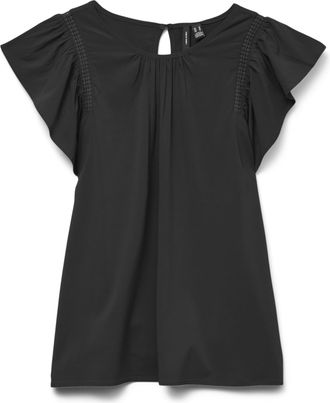 Vero Moda Damen Vmbella Ss Lace Top WVN Ga Noos, Black, X-Large