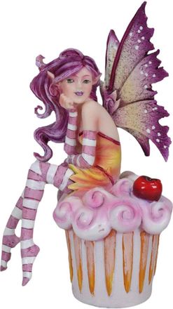 Ebros Gift Ebros Bunte Amy Brown Pink Cherry Cupcake Elf Fairy Statue Sweet Tooth Collection 14,6 cm hoch Fantasy Mythische Fee Garten FAE Magic Aquarell Sammler