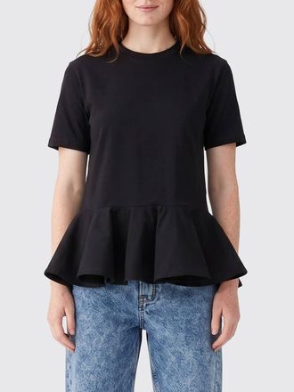 Alaia T-shirt &agrave; col rond et ourlet &agrave; volants en coton
