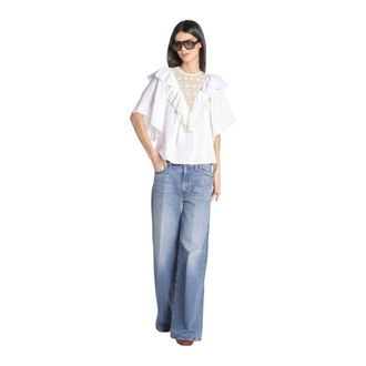 Antik Batik Femme, Blouses et Chemises, Blanc, Taille: 40 FR Lace Ruffle Shirt