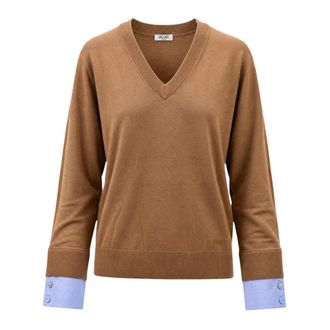 Liu Jo Femme, Pulls, Beige, Taille: 36 FR V-neck Tricots