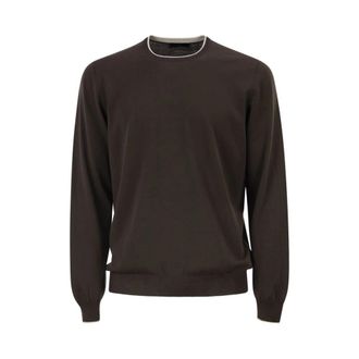 Fay Rundhals-Pullover aus Baumwolle - - Knitwear - Herren - Braun - 4XL