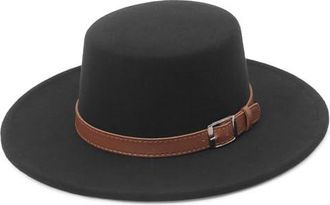 Eozy Chapeau Fedora Classique en Feutre &agrave; Large Bord Plat pour Femme et Homme