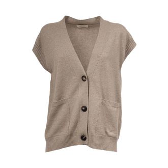 Le Tricot Perugia Gestrickte Weste mit Kn&ouml;pfen - - Knitwear - Damen - Braun - XS
