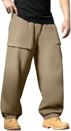 Generic Pantalon cargo de travail pour homme - Design tactique l&eacute;ger, confortable pour les grandes et grandes tailles, taille &eacute;lastique avec poches, kaki, 5XL