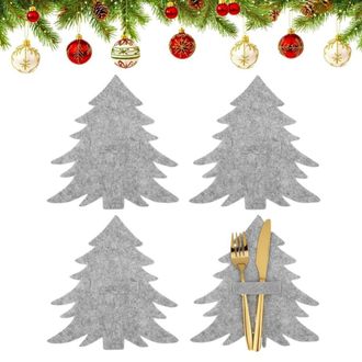 Valiclud 16-St&uuml;Ck Weihnachten Bestecktasche Weihnachtsbaum Besteckhalter grau Tannenbaum Besteckbeutel 16pcs Filz Christbaum Besteckh&uuml;lle Messer Geschirr Tasch
