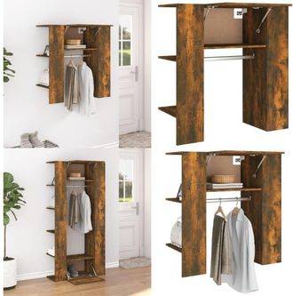 vidaXL Armoire de couloir Chêne fumé 97,5x37x99 cm Bois dingénierie - Armoire Entrée - Meuble Rangement - Placard Étroit - Mobilier Salle Dentrée