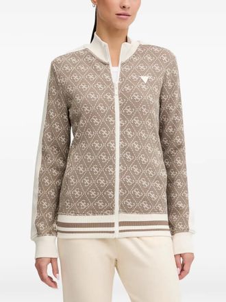 Guess Co pull zipp&eacute; &agrave; motif monogramm&eacute; - Marron