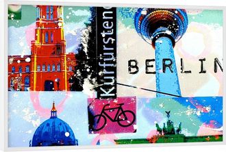 artboxONE Poster mit weißem Rahmen 45x30 cm Städte Berlin Collage - Bild Berliner Dom Architektur Berlin