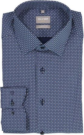Olymp Herren Hemd blau gemustert Comfort Fit