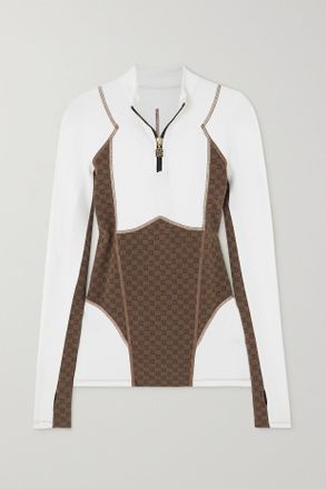 Balmain Haut En Jersey De Coton Stretch Imprimé - Ivoire