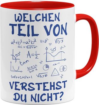 OM3 Welchen Teil von verstehst du Nicht Kaffee-Tasse mit Spruch Mathe II | Keramik Becher | 11oz 325ml | Beidseitig Bedruckt | Rot