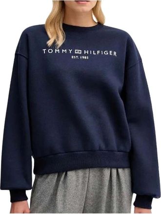 Tommy Hilfiger Femme, Sweatshirts et sweats &agrave; capuche, Bleu, Taille: 40 FR Corp Logo Modern SweaT-shirt