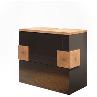 Vicco Waschbeckenunterschrank Eden, Anthrazit, 70 x 64.5 cm mit 2 Schubladen, Vicco