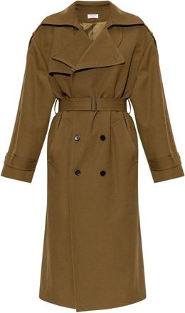 Balmain Wollmantel mit G&uuml;rtel - - Coats - Damen - Braun - S