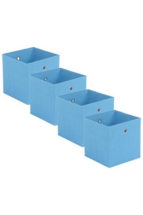 CARRYHOME Faltbox, Silber, Hellblau, Metall, Textil, Karton, 32x32x32 cm, faltbar, Ordnen & Aufbewahren, Aufbewahrungsboxen, Faltboxen