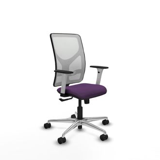 Piqueras y Crespo Violetter Schreibtischstuhl mit wei&szlig;en und schwarzen Armlehnen, h&ouml;henverstellbare Lendenwirbelst&uuml;tze, mit 3 Positionen, Wei&szlig; / Violett