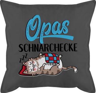 Shirtracer Kissen 50x50 - Opa Großvater - Opas Schnarchecke Katze - schwarz/blau - 50 x 50 cm - Grau - lustige Geschenke für Geschenk Grandpa schnarchplatz mit f