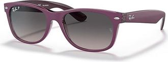 Ray-Ban New Wayfarer Classic Sonnenbrillen Violett Auf Violett Transparent Fassung Grau Glas Polarisiert 52-18