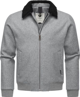 Ragwear Herren warme &Uuml;bergangsjacke in Woll-Optik leichte Winterjacke f&uuml;r milde Tage mit kuscheligem Teddypl&uuml;sch-Kragen Sivval Felt YOUMODO Light Grey Gr. L