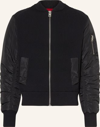 HUGO BOSS Hugo Blouson Sybrun Im Materialmix schwarz