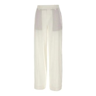 Vince Femme, Pantalons, Blanc, Taille: 44 FR Joan Pantalon &Eacute;vas&eacute; Taille Haute en Lin M&eacute;lang&eacute; Facile &agrave; Enfiler