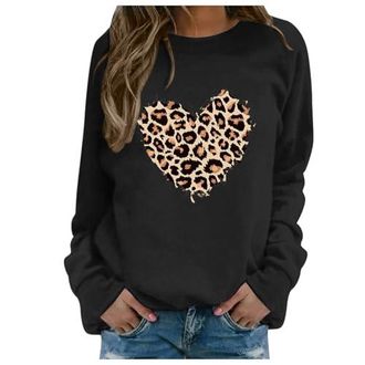 Generic Sweat &agrave; capuche d&eacute;contract&eacute; &agrave; col rond imprim&eacute; pour la Saint-Valentin 2026, Noir, XL