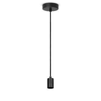 Paco Home Deckenlampe Pendellampe Deckenleuchte Kompatibel Mit Lampenschirm H&auml;ngelampe Lampenfasssung E27 Textilkabel K&uuml;rzbar 1-Flammig Schwarz