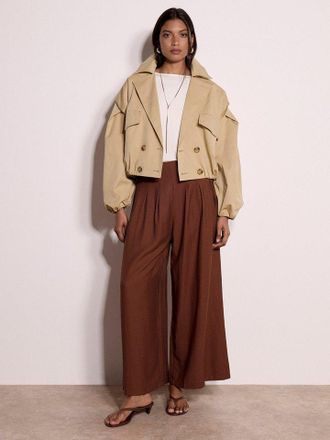 Apricot Kurzjacke Kurzer Trenchcoat mit auff&auml;lligen Kn&ouml;pfen