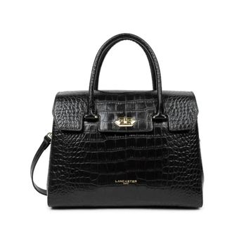 Lancaster Exotische Croco Klapphandtasche Schwarz - - Bags - Damen - Schwarzk - ONE SIZE