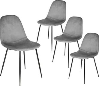 Altobuy Alessia - Lot de 4 Chaises Velours C&ocirc;tel&eacute; Gris Fonc&eacute;