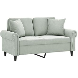vidaXL 2-Sitzer-Sofa mit Zierkissen Hellgrau 120 cm Samt vidaXL