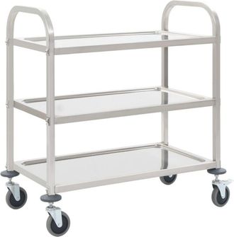 vidaXL Chariot de cuisine &agrave; 3 niveaux 95x45x83,5 cm Acier inoxydable