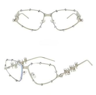 Generic Rregular Lunettes de luxe tendance avec monture en strass et strass pour femme