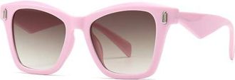 Generic Lunettes de soleil carrées motif léopard 2025 pour femme rétro rivet miroir dégradé de couleur lunettes de protection UV400, C7rose, taille unique