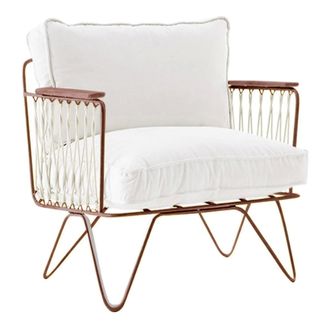 Honor&eacute; Fauteuil Croisette fer brun epoxy, coton blanc Honor&eacute;