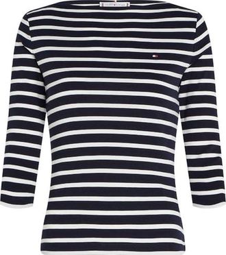 Tommy Hilfiger T-Shirt Manches Longues Femme New Cody Slim Col Bateau, Multicolore (Nos Breton Desert Sky/Ecru), M